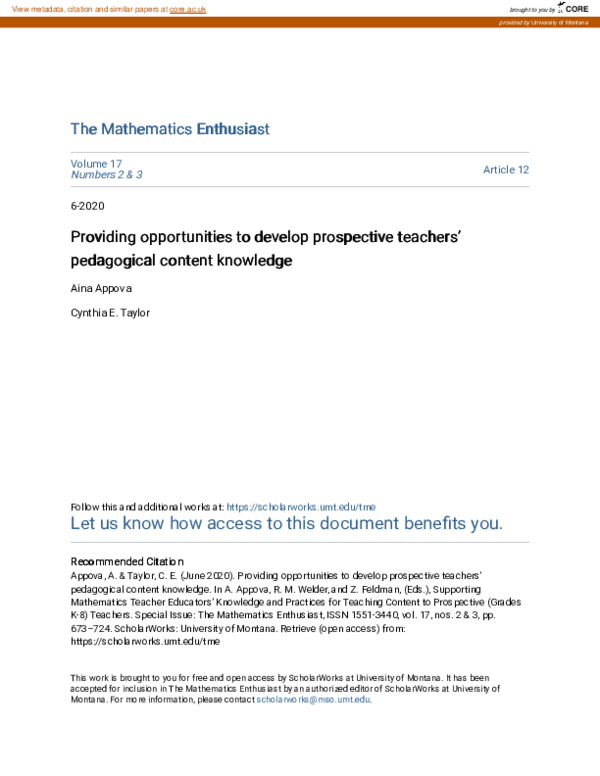 (PDF) Providing opportunities to develop prospective teachers ...