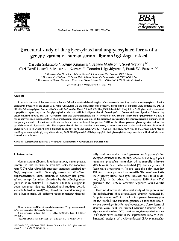 (PDF) Structural study of the glycosylated and unglycosylated forms of ...