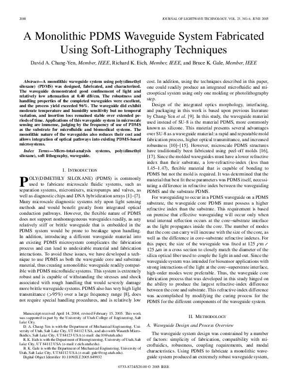 (PDF) A monolithic PDMS waveguide system fabricated using soft ...
