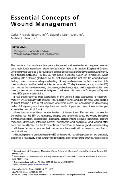 (PDF) Essential Concepts of Wound Management