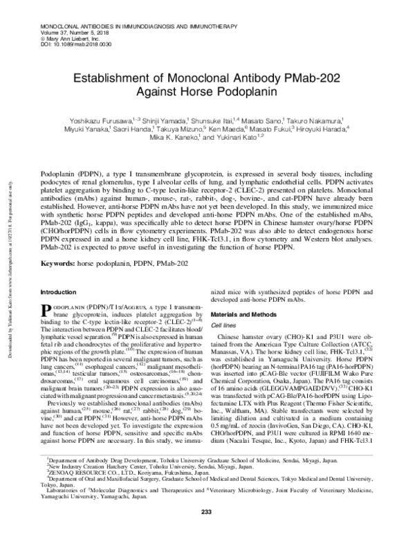 (PDF) Establishment of Monoclonal Antibody PMab-202 Against Horse ...