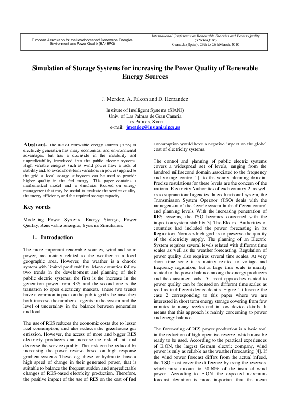 (PDF) Simulation of Storage Systems for increasing the Power Quality of ...