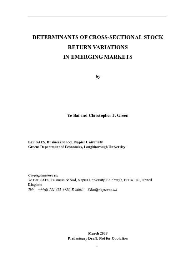 (PDF) Determinants of cross-sectional stock return variations in emerging markets