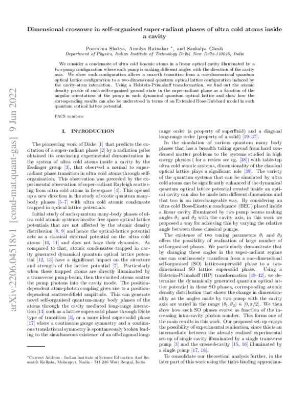 (PDF) Dimensional crossover in self-organised super-radiant phases of ...