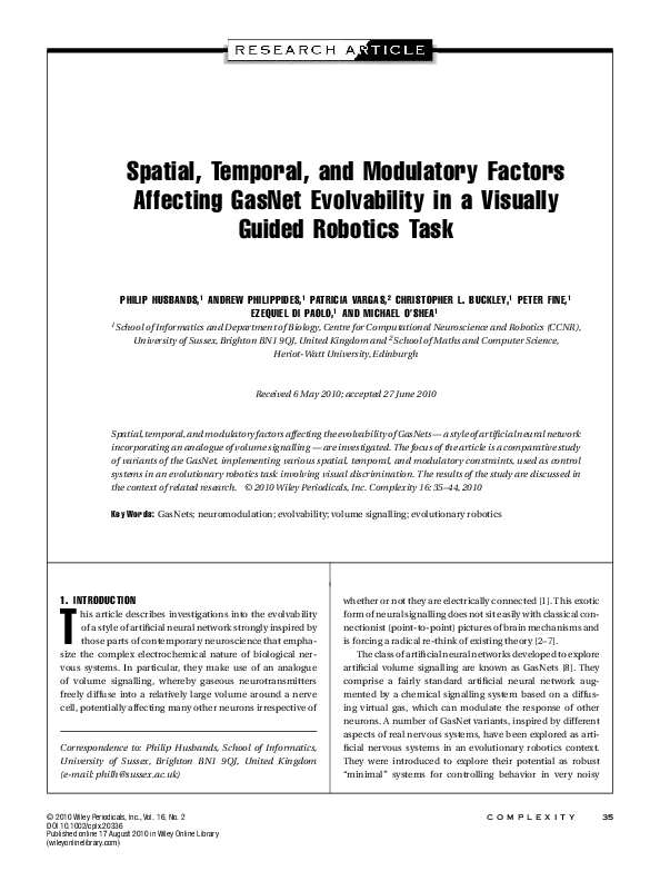 (PDF) Spatial, temporal, and modulatory factors affecting GasNet evolvability in a visually ...