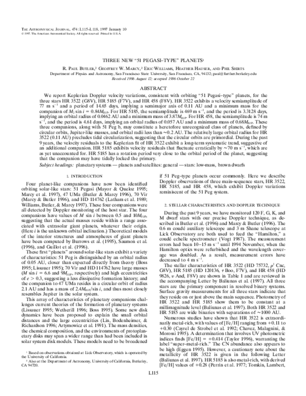 (PDF) Three New “51 Pegasi–Type” Planets