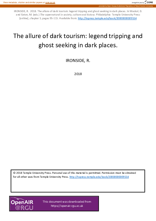 (PDF) The allure of dark tourism: legend tripping and ghost seeking in ...