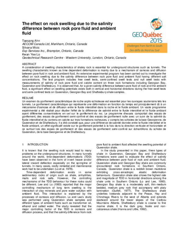 (PDF) The effect on rock swelling due to the salinity difference ...