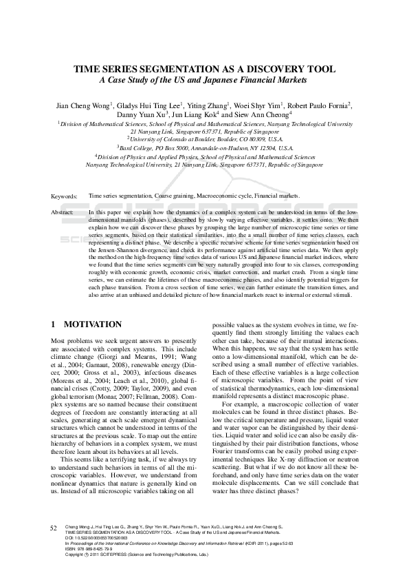(PDF) TIME SERIES SEGMENTATION AS A DISCOVERY TOOL - A Case Study of ...