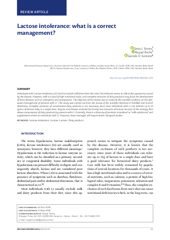 (PDF) Lactose intolerance: what is a correct management?