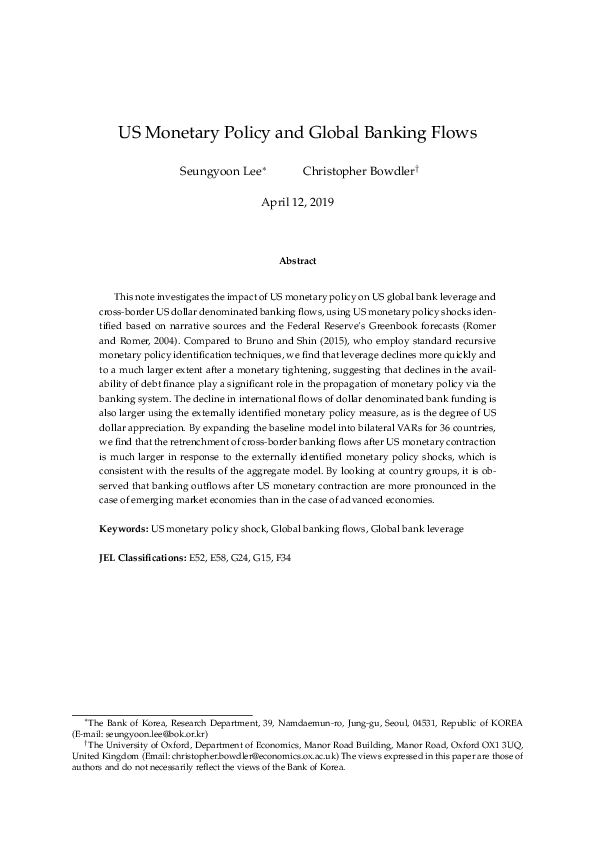 (PDF) US monetary policy and global banking flows