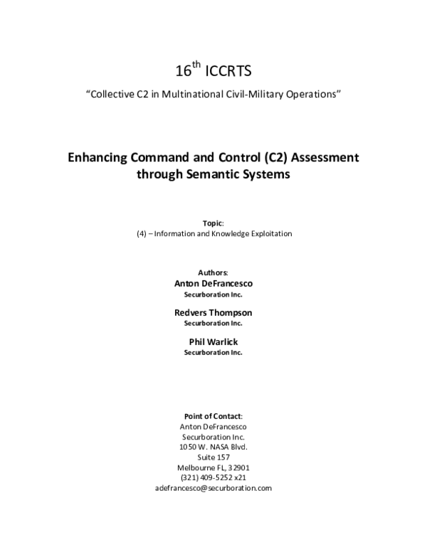 (PDF) Enhancing Command and Control (C2) Assessment through Semantic ...