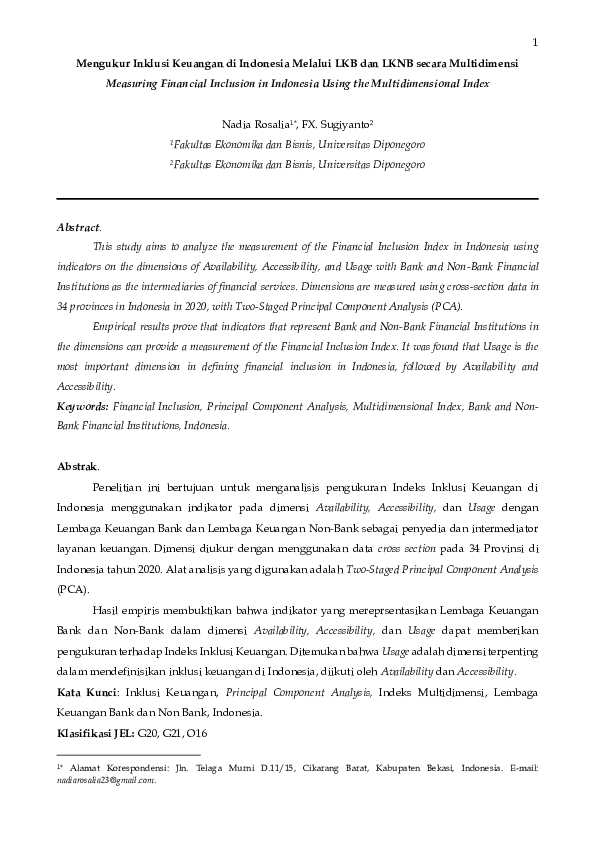 (PDF) Mengukur Inklusi Keuangan di Indonesia Melalui LKB dan LKNB ...