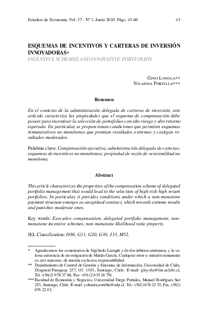 (PDF) Esquemas de Incentivos y Carteras de Inversi n Innovadoras | Yolanda Portilla - Academia.edu