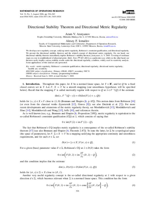 (PDF) Directional Stability Theorem and Directional Metric Regularity