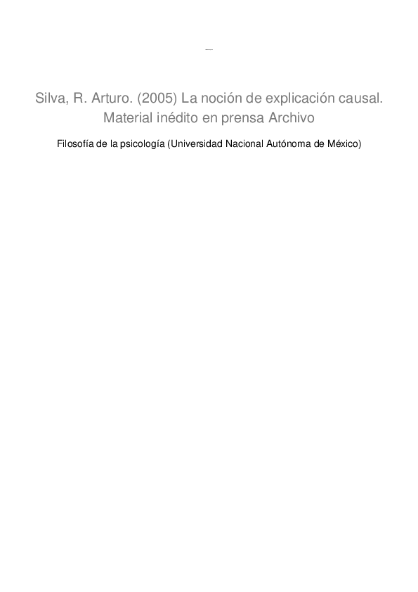 (PDF) Silva, R. Arturo. (2005) Principales esquemas de explicación en la Psicología