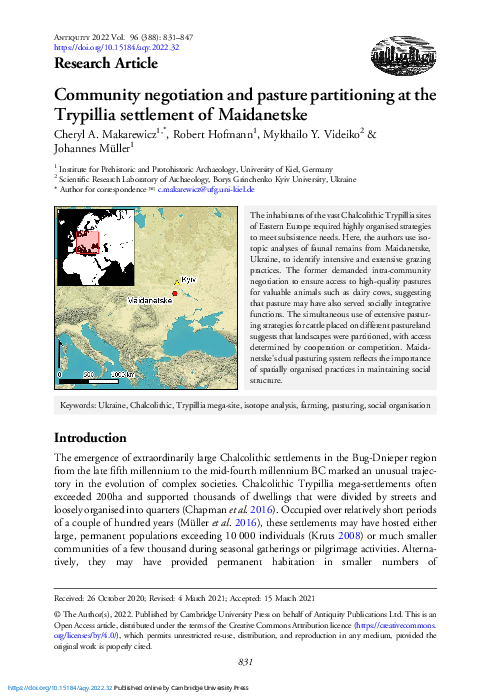 (PDF) Community negotiation and pasture partitioning at the Trypillia ...