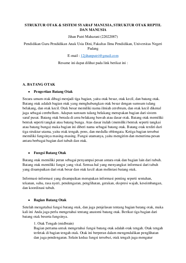 (PDF) STRUKTUR OTAK & SISTEM SYARAF MANUSIA, STRUKTUR OTAK REPTIL DAN ...