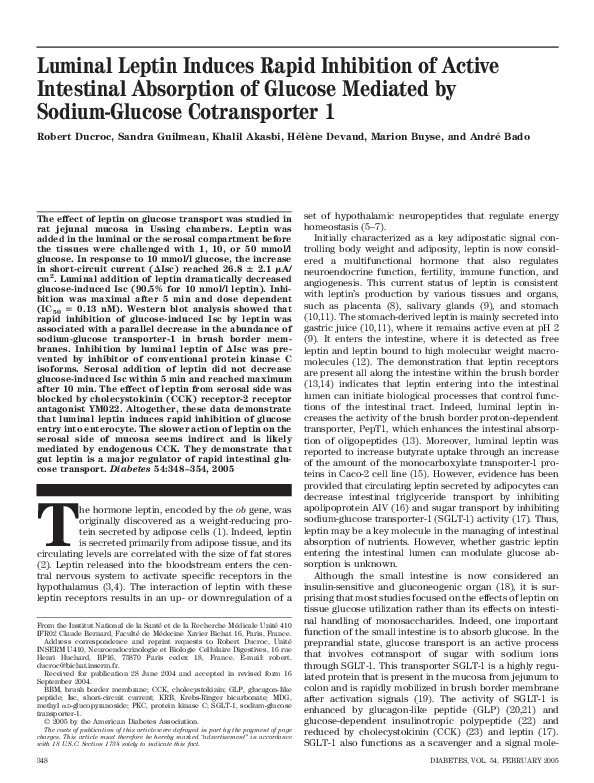 (PDF) Luminal Leptin Induces Rapid Inhibition of Active Intestinal ...