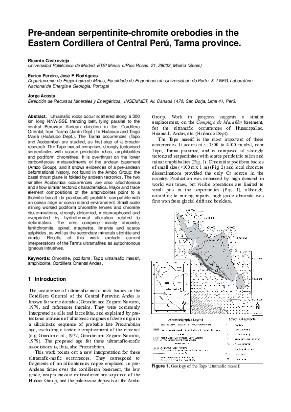 (PDF) Pre-andean serpentinite-chromite orebodies in the Eastern ...