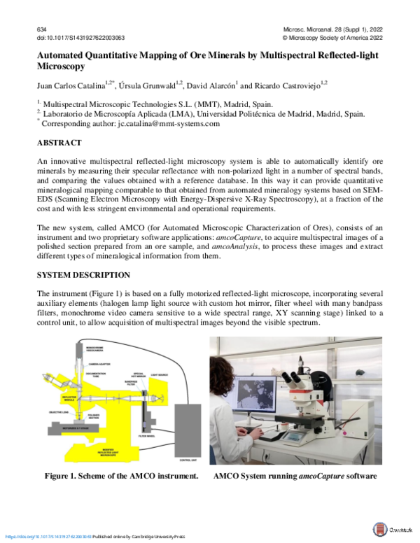 (PDF) Automated Quantitative Mapping of Ore Minerals by Multispectral Reflected-light Microscopy