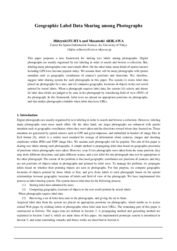 (PDF) Geographic Label Data Sharing among Photographs