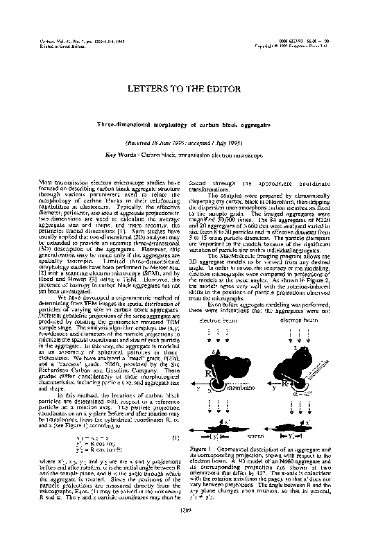 (PDF) Three-dimensional morphology of carbon black aggregates