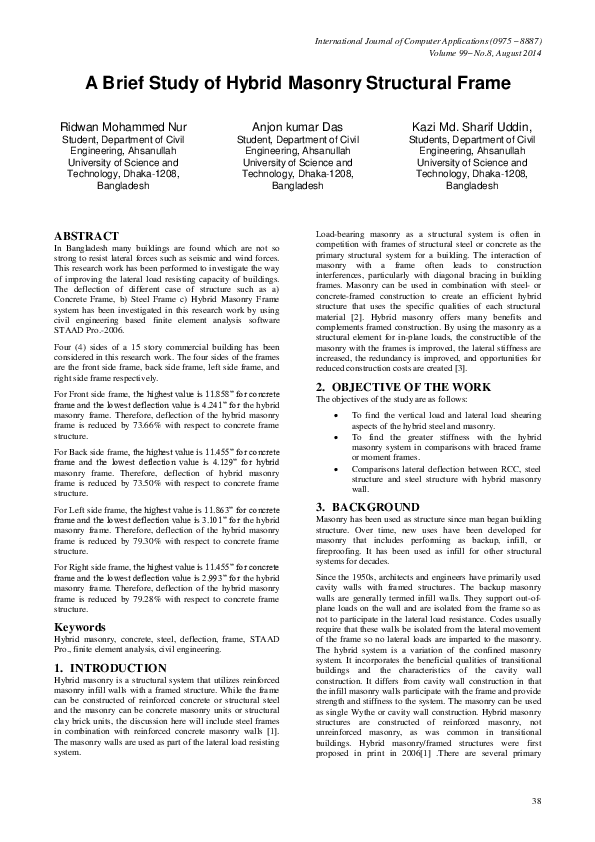 (PDF) A Brief Study of Hybrid Masonry Structural Frame