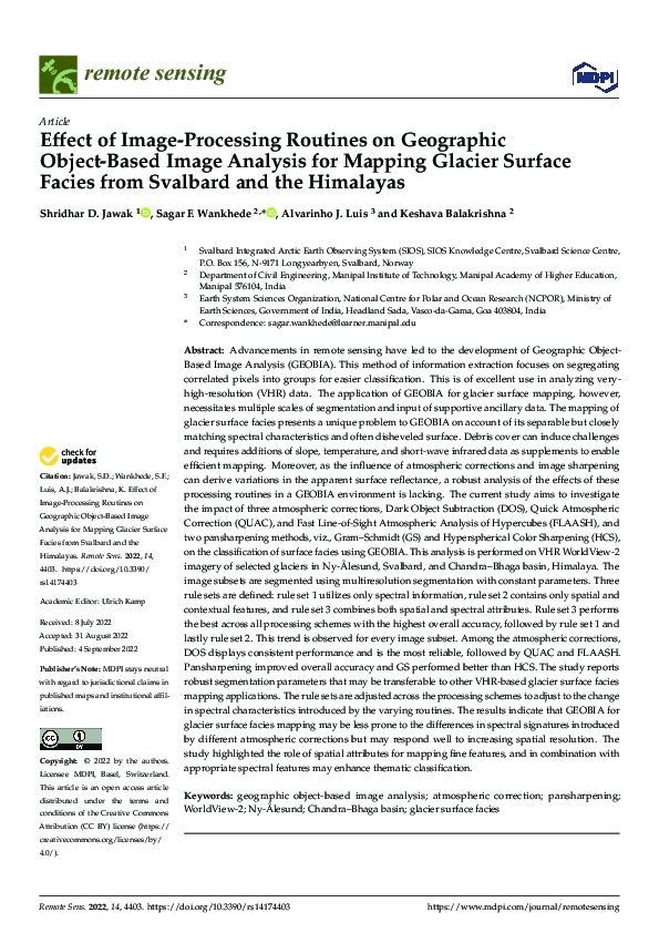 Pdf Effect Of Image Processing Routines On Geographic Object Based Image Analysis For Mapping 