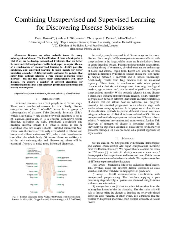 (PDF) Combining Unsupervised and Supervised Learning for Discovering Disease Subclasses
