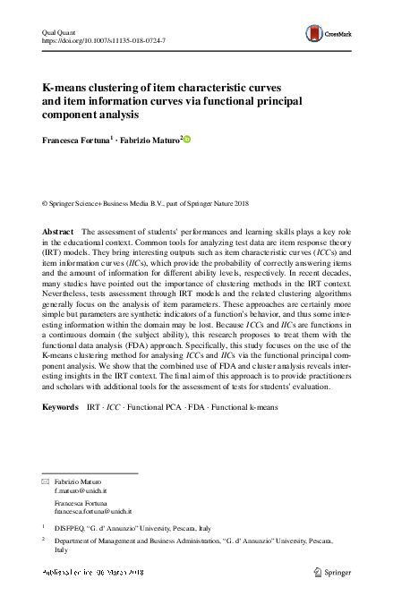 (PDF) K-means clustering of item characteristic curves and item information curves via ...