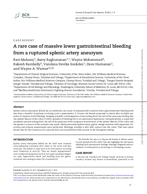(PDF) A rare case of massive lower gastrointestinal bleeding from a ...