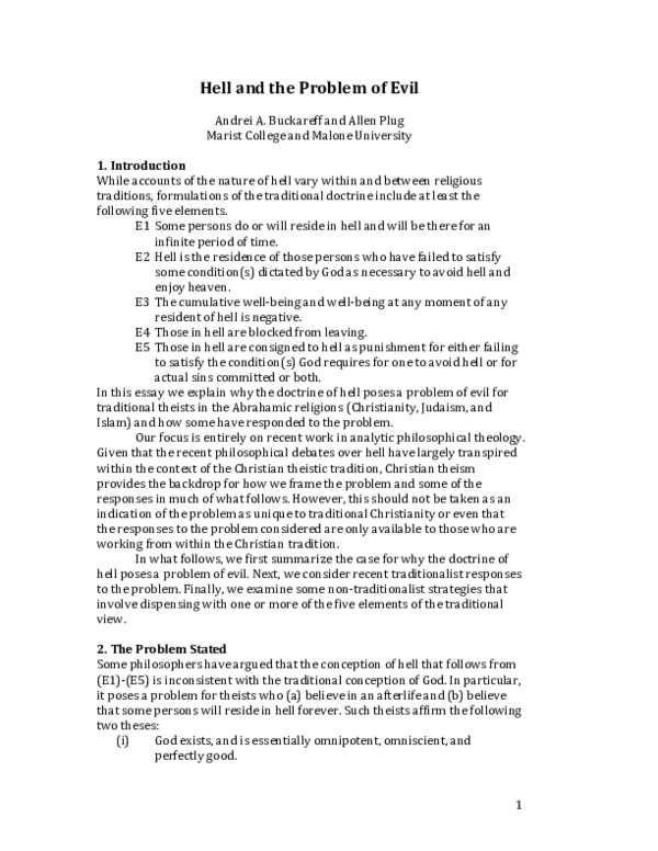 (PDF) Hell and the Problem of Evil