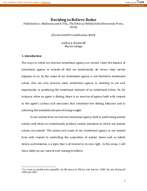 (PDF) Deciding to Believe Redux