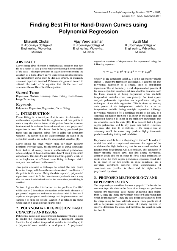 (PDF) Finding Best Fit for Hand-Drawn Curves using Polynomial Regression