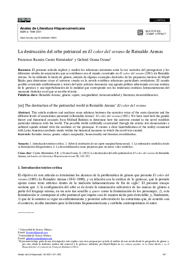(PDF) La destrucción del orbe patriarcal en El color del verano de ...