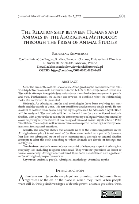 (PDF) The Relationship between Humans and Animals in the Aboriginal ...