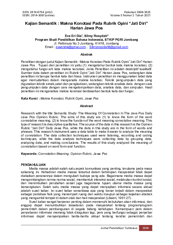 (PDF) Kajian Semantik : Makna Konotasi Pada Rubrik Opini “Jati Diri ...