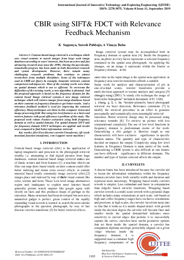 (PDF) CBIR using SIFT& FDCT with Relevance Feedback Mechanism