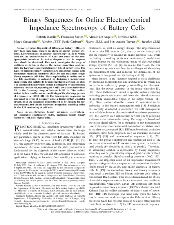 (PDF) Binary Sequences for Online Electrochemical Impedance ...