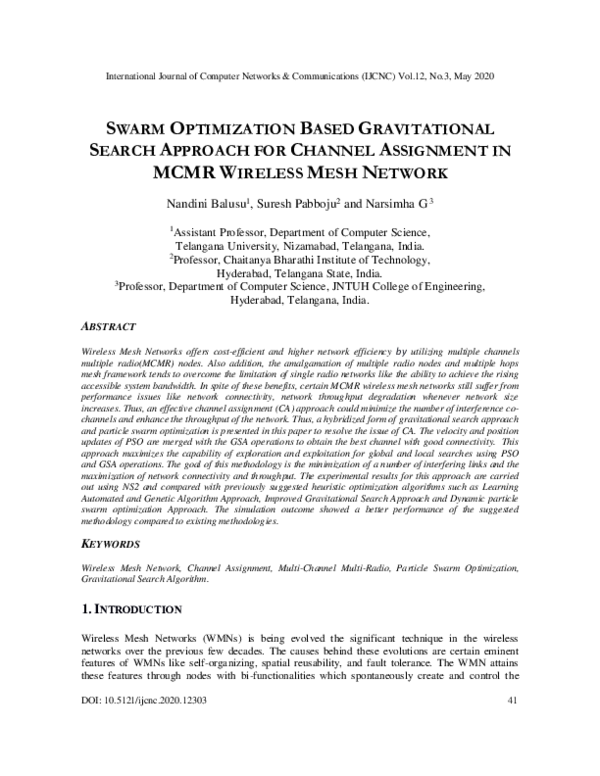 (PDF) Swarm Optimization based Gravitational Search Approach for Channel Assignment in MCMR ...