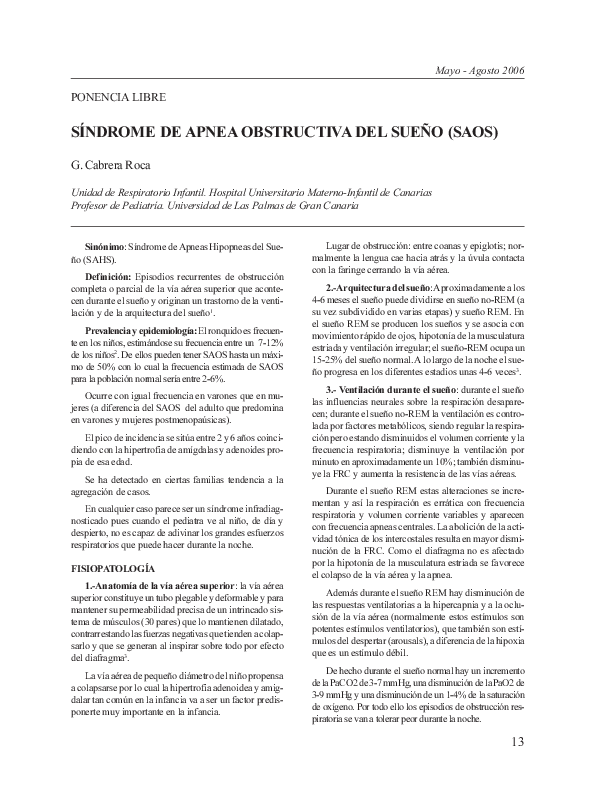 (PDF) Síndrome de Apnea Obstructiva del Sueño (SAOS)