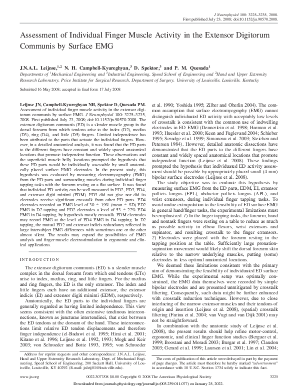 (PDF) Assessment of Individual Finger Muscle Activity in the Extensor ...