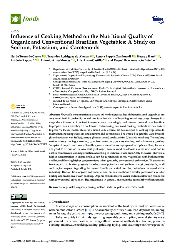 (PDF) Influence of Cooking Method on the Nutritional Quality of Organic ...