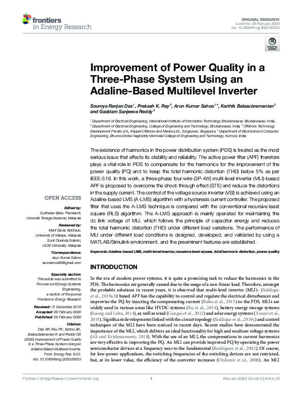 (PDF) Improvement of Power Quality in a Three-Phase System Using an Adaline-Based Multilevel ...