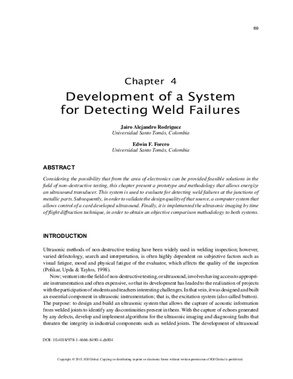 (PDF) Development of a System for Detecting Weld Failures | Jairo Rodríguez - Academia.edu