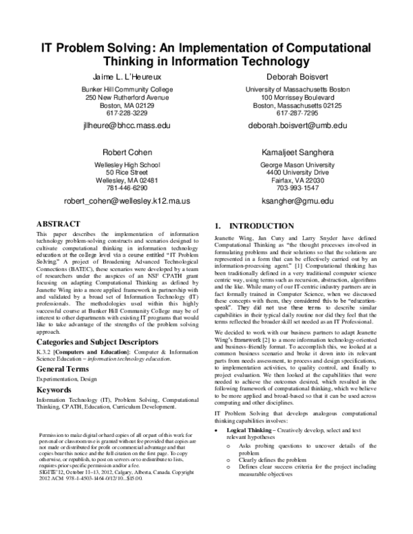 (PDF) IT problem solving