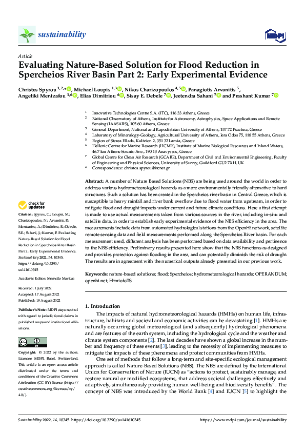 (PDF) Evaluating Nature-Based Solution for Flood Reduction in ...