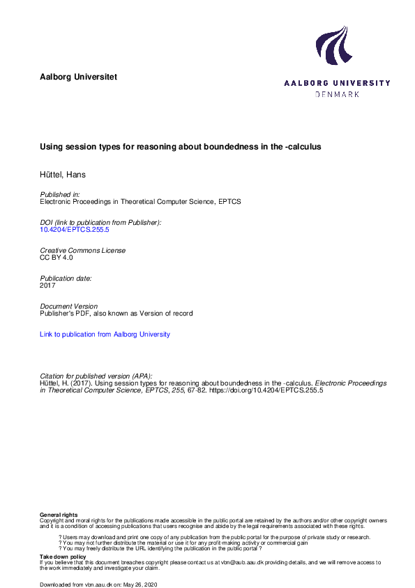 (PDF) Using Session Types for Reasoning About Boundedness in the Pi-Calculus