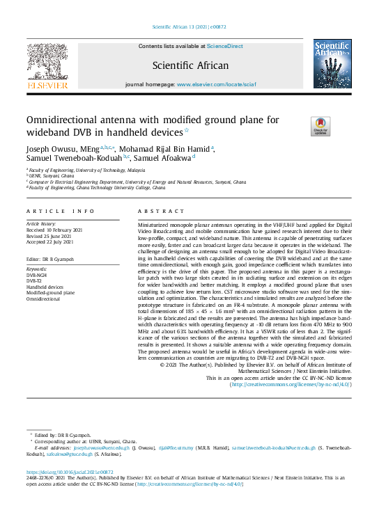 (PDF) Omnidirectional antenna with modified ground plane for wideband ...